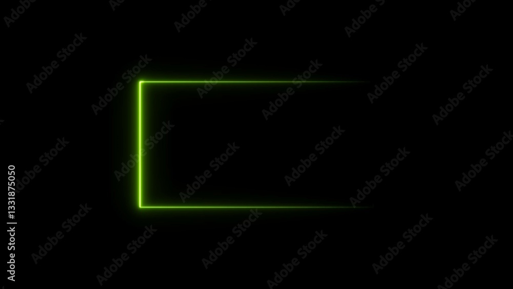 abstract neon glowing rectangle line border frame lime green color 4k ...