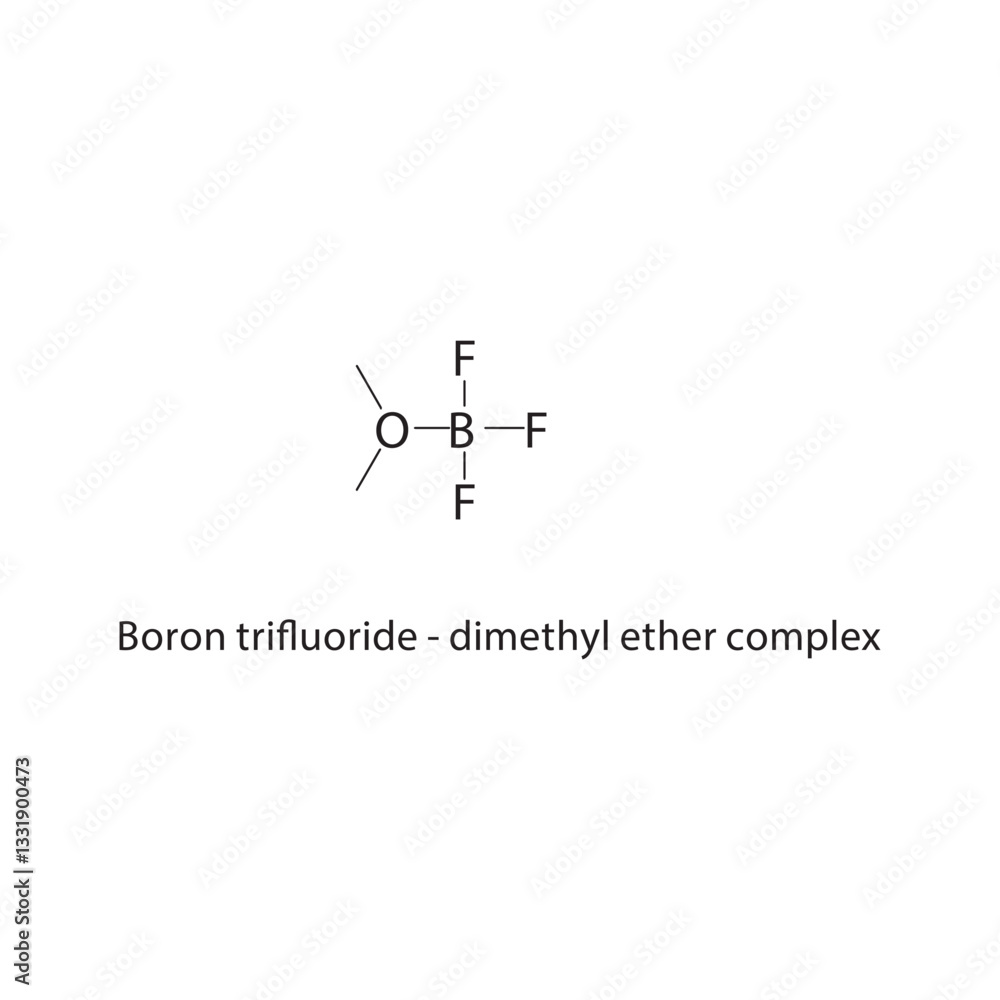 Boron trifluoride - dimethyl ether complex skeletal structure. Boron ...
