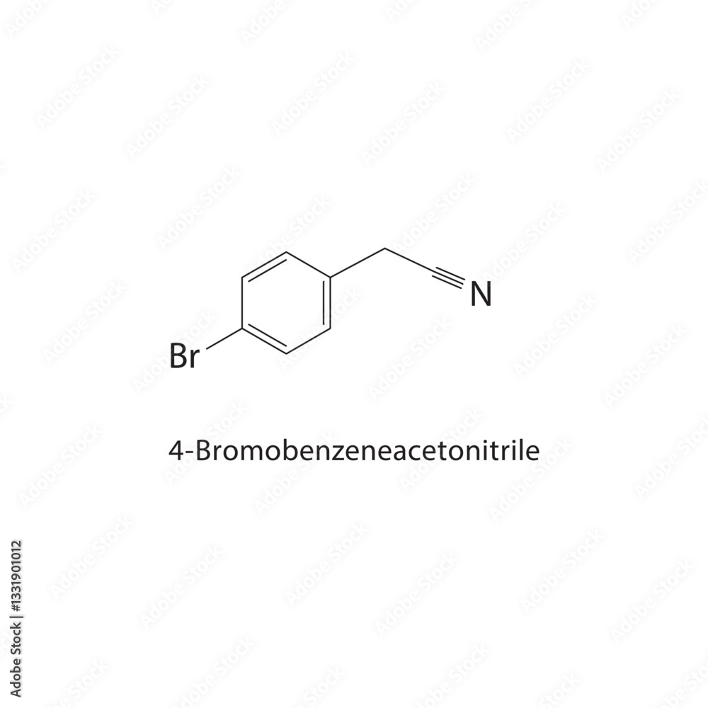 4-Bromobenzeneacetonitrile skeletal structure. Brominated Nitrile ...