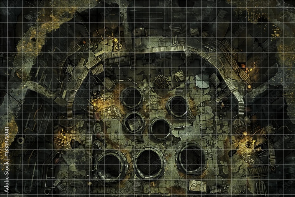 post apocalyptic map, battlemap, game map, rpg map, wasteland map ...