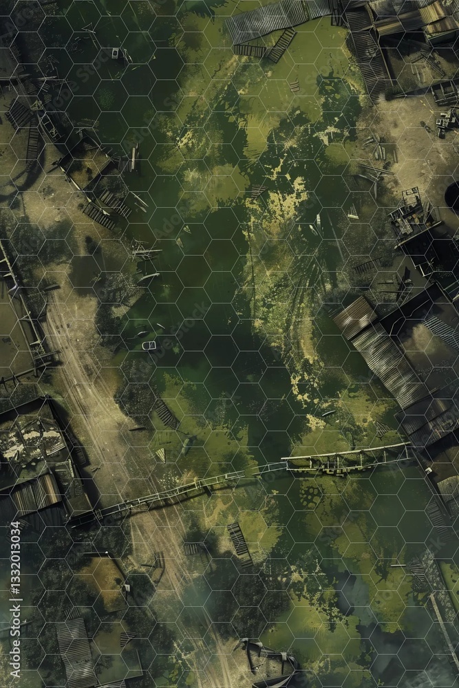 Ilustración de Stock post apocalyptic map, battlemap, rpg map, wasteland map, strategic map ...