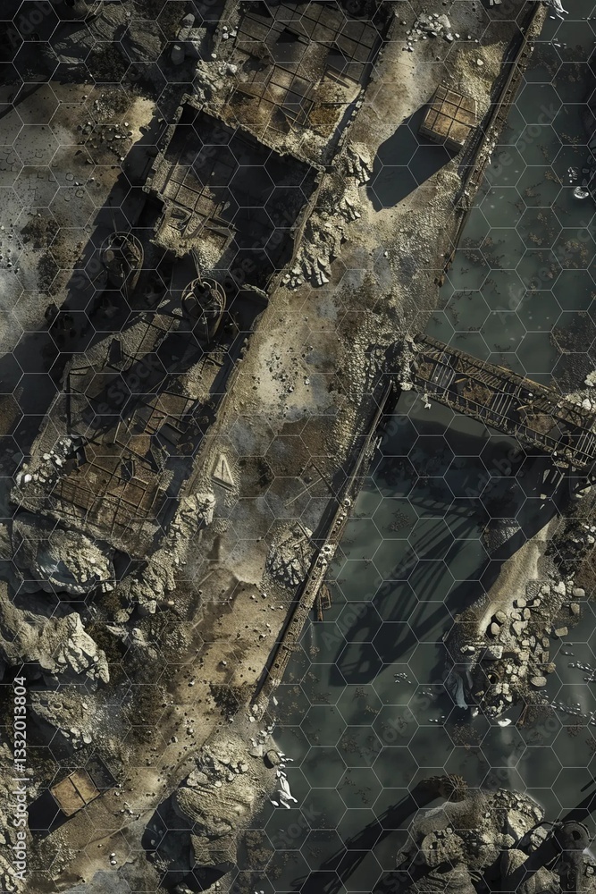 post apocalyptic landscape, wasteland map, battlemap, rpg map ...
