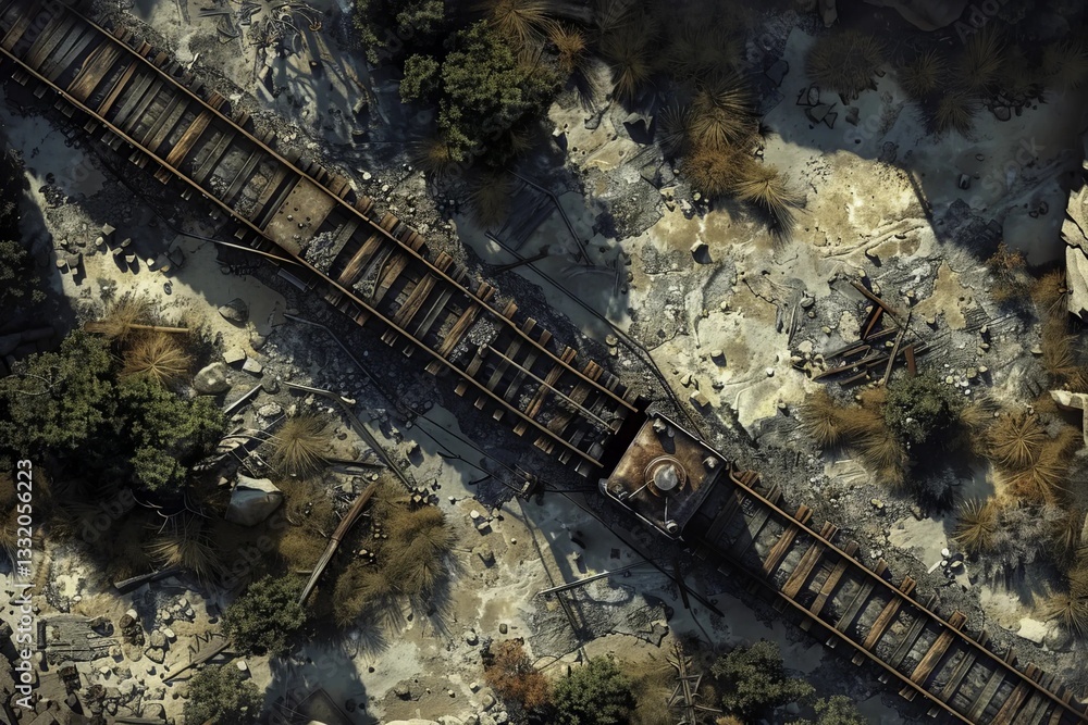 Ruined Railroad Battlemap Post Apocalyptic Terrain Map for RPG Games ...