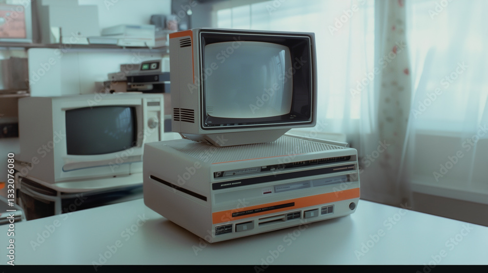 Retro Tech Nostalgia: Step back in time with a retro computer set, the boxy monitor, and classic ...