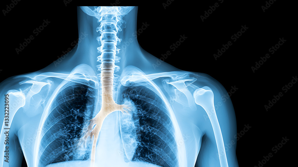 Detailed analysis of chest x-ray illustrating lung structures medical ...