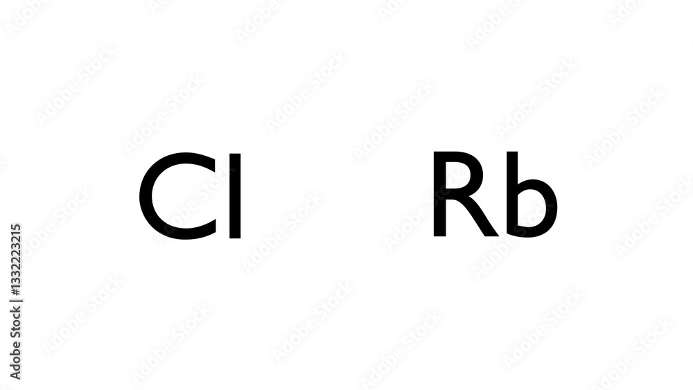 rubidium chloride molecule, structural chemical formula, ball-and-stick ...