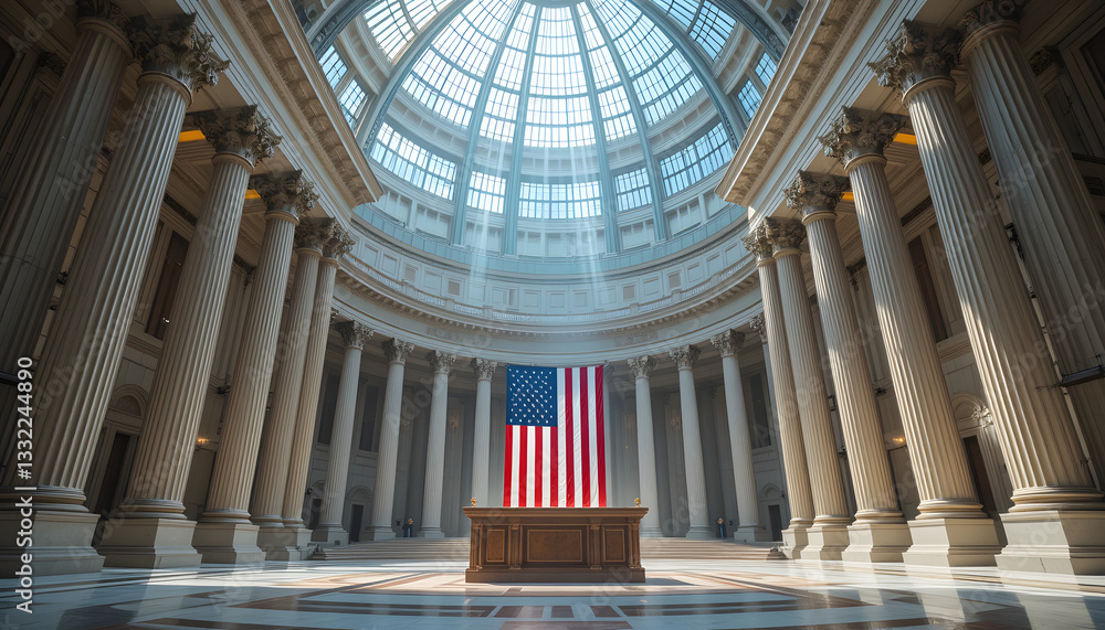 Historic american flag display national building photography grand hall ...