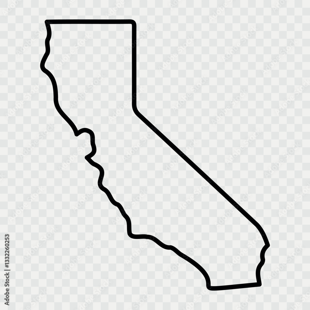 California Map Black, State Border, United States, US America ...