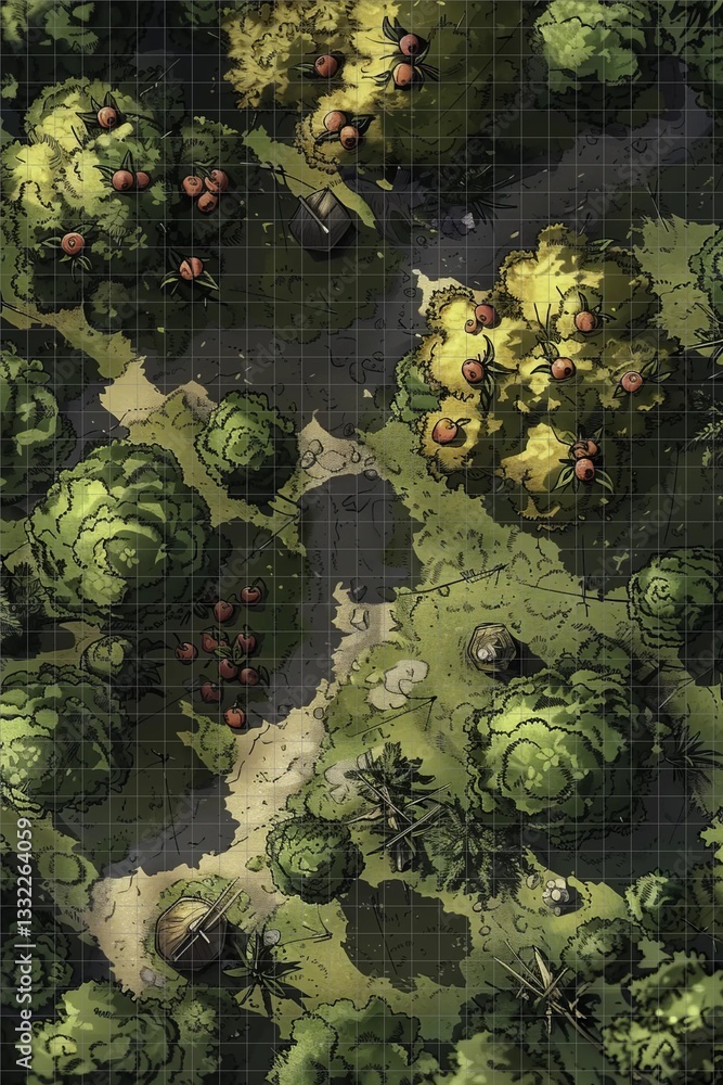 DND battlemap gridded fantasy terrain tactical grid tabletop RPG map ...