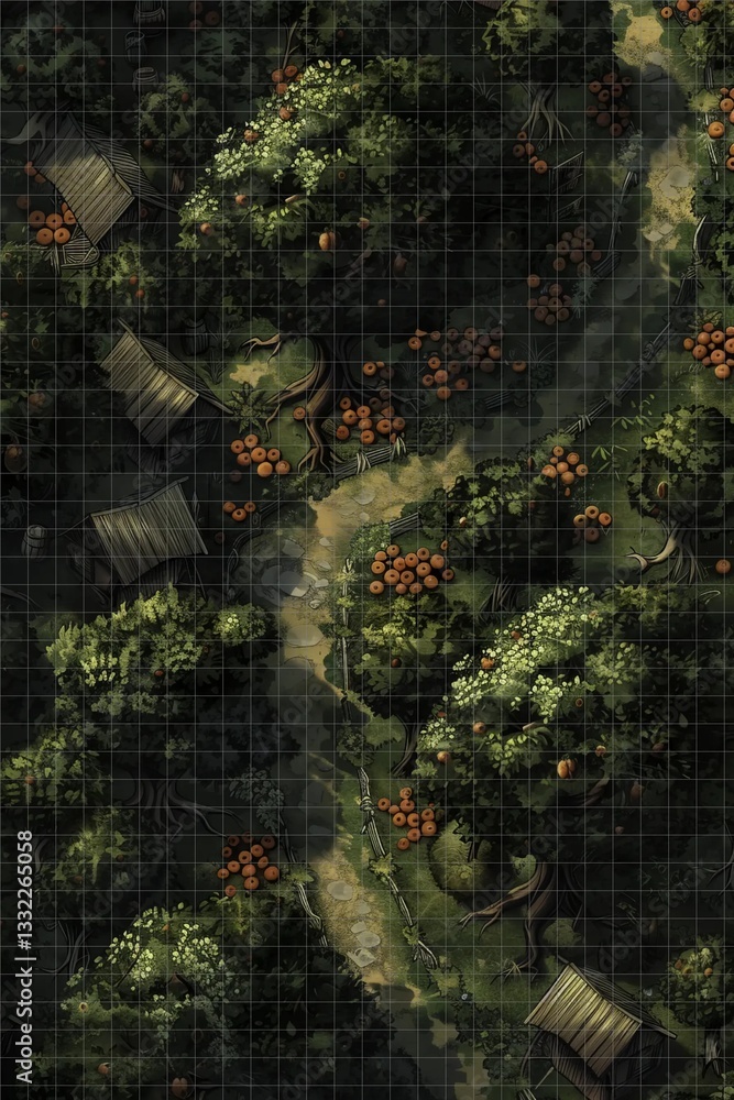 DND battlemap gridded fantasy map tabletop RPG grid terrain digital ...