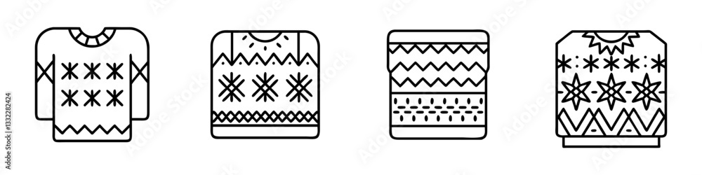 christmas fair isle pattern icon, christmas fair isle pattern line art ...