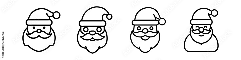 santa claus icon, santa claus line art - simple line art of santa claus ...