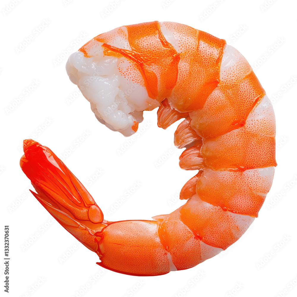 Succulent Shrimp: A single, perfectly cooked shrimp, showcasing its ...