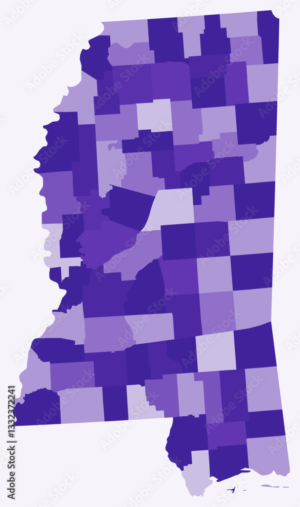 Map of Mississippi with counties. Just a simple state border map with ...
