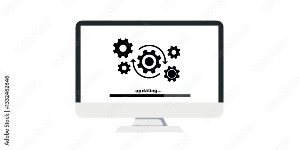 Loading process on a computer screen. System software update, data ...