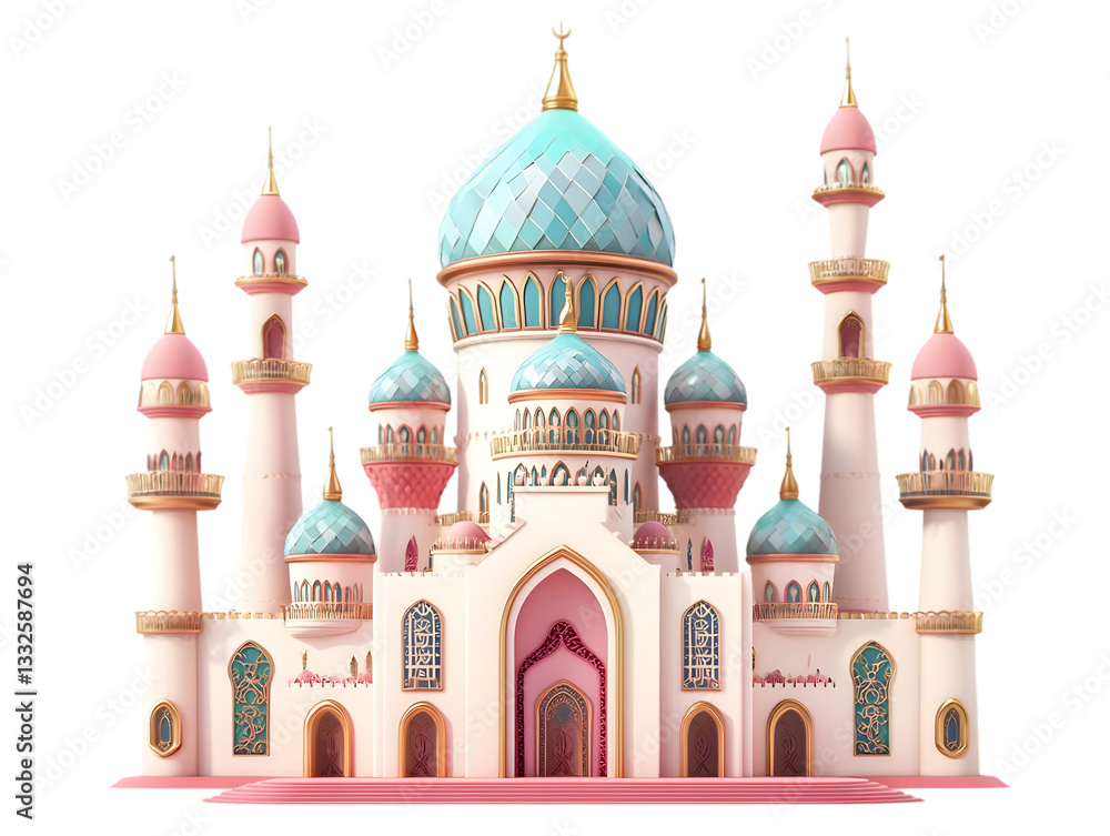 Fantasy Palace Structure with Domes and Towers on Transparent ...