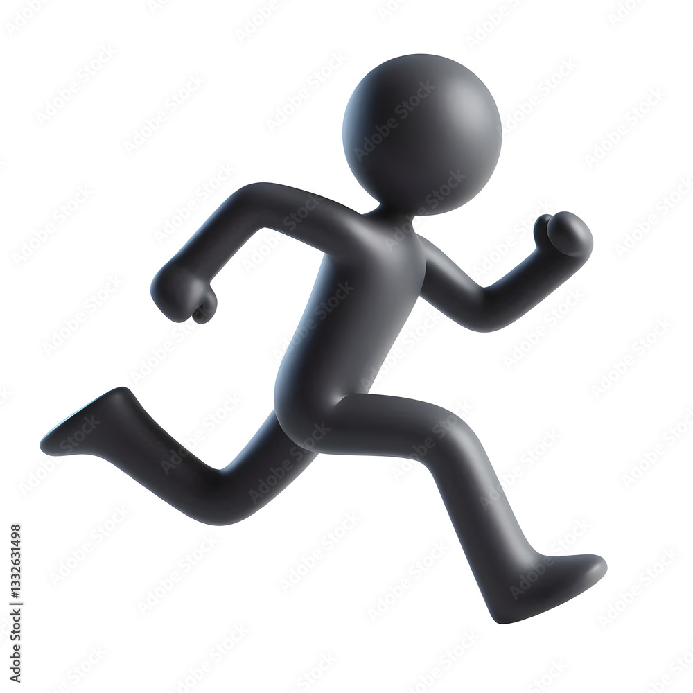 stickman running, isolated 3d character, human silhouette, on ...
