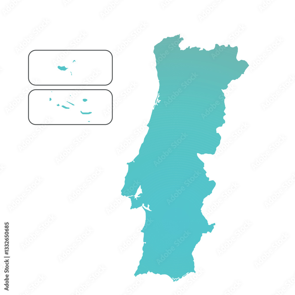 Map of Portugal, sign silhouette. World Map Globe. Vector Illustration ...