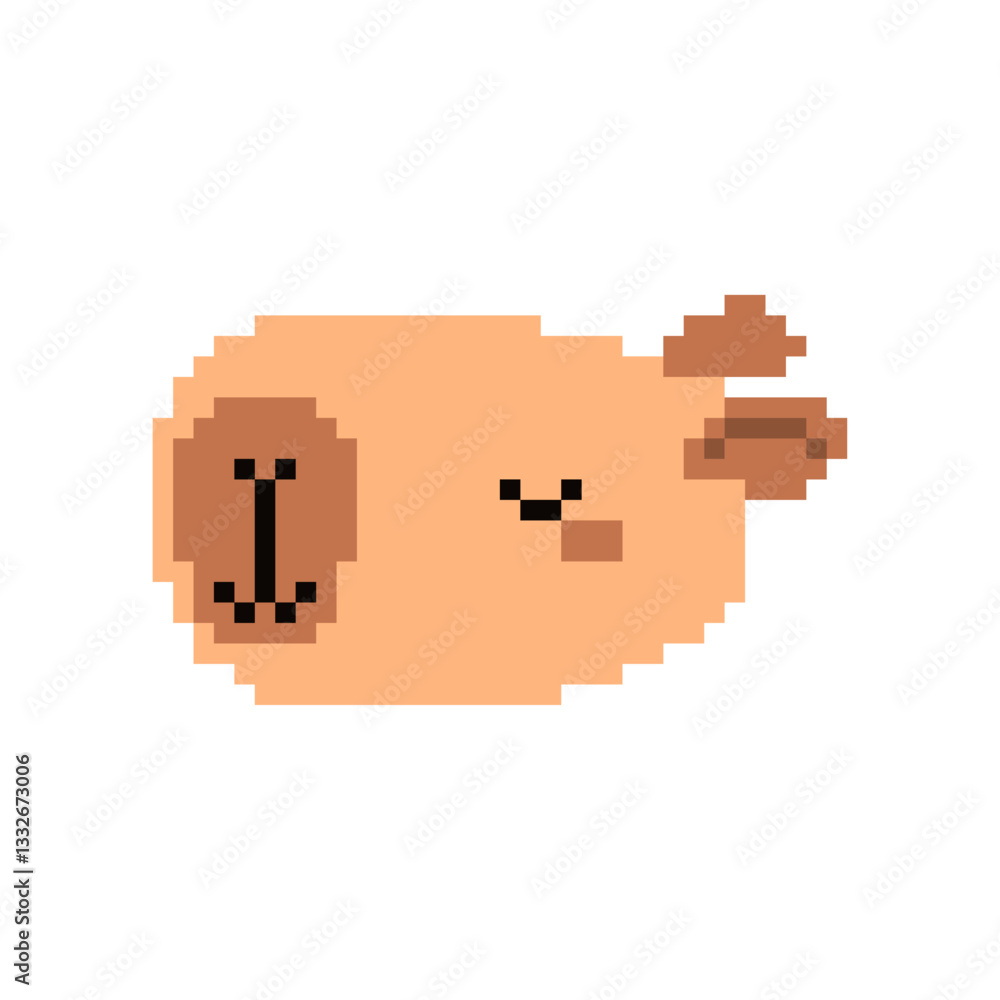 Vector de Stock Capybara pixel art. 8 bit Capybara face | Adobe Stock