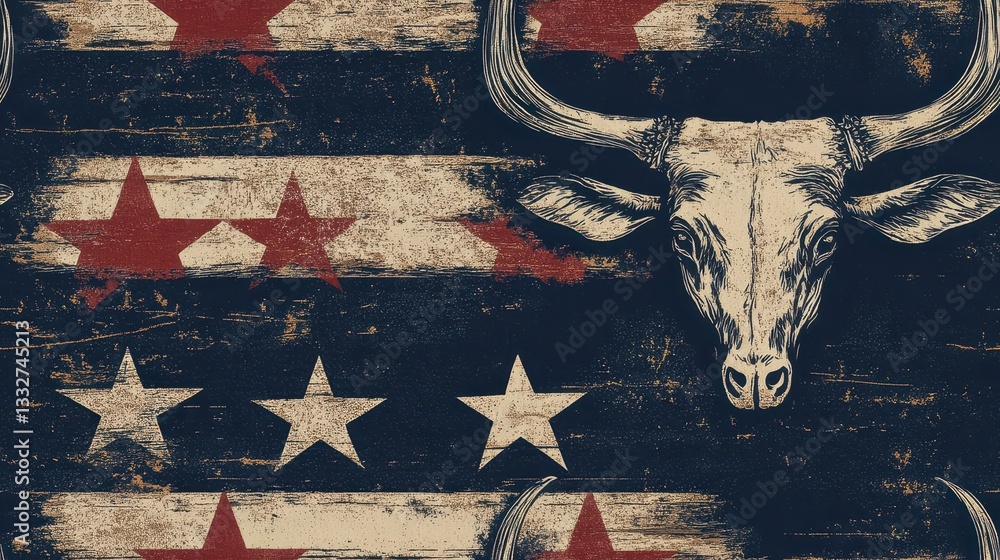 ภาพถ่าย Stock Iconic Texas Seamless Pattern Featuring Rustic Elements ...