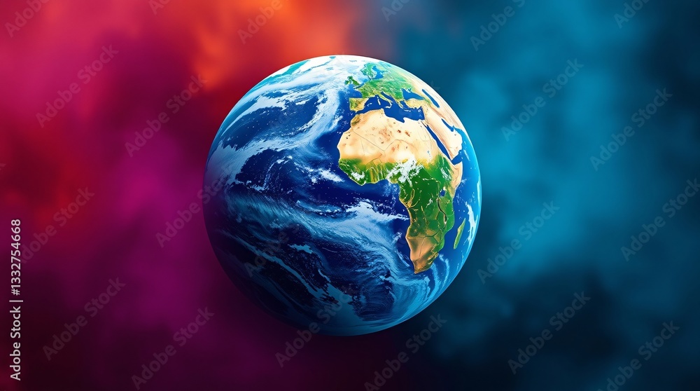 Stunning Space View of Continents and Oceans with Vibrant Gradient ...