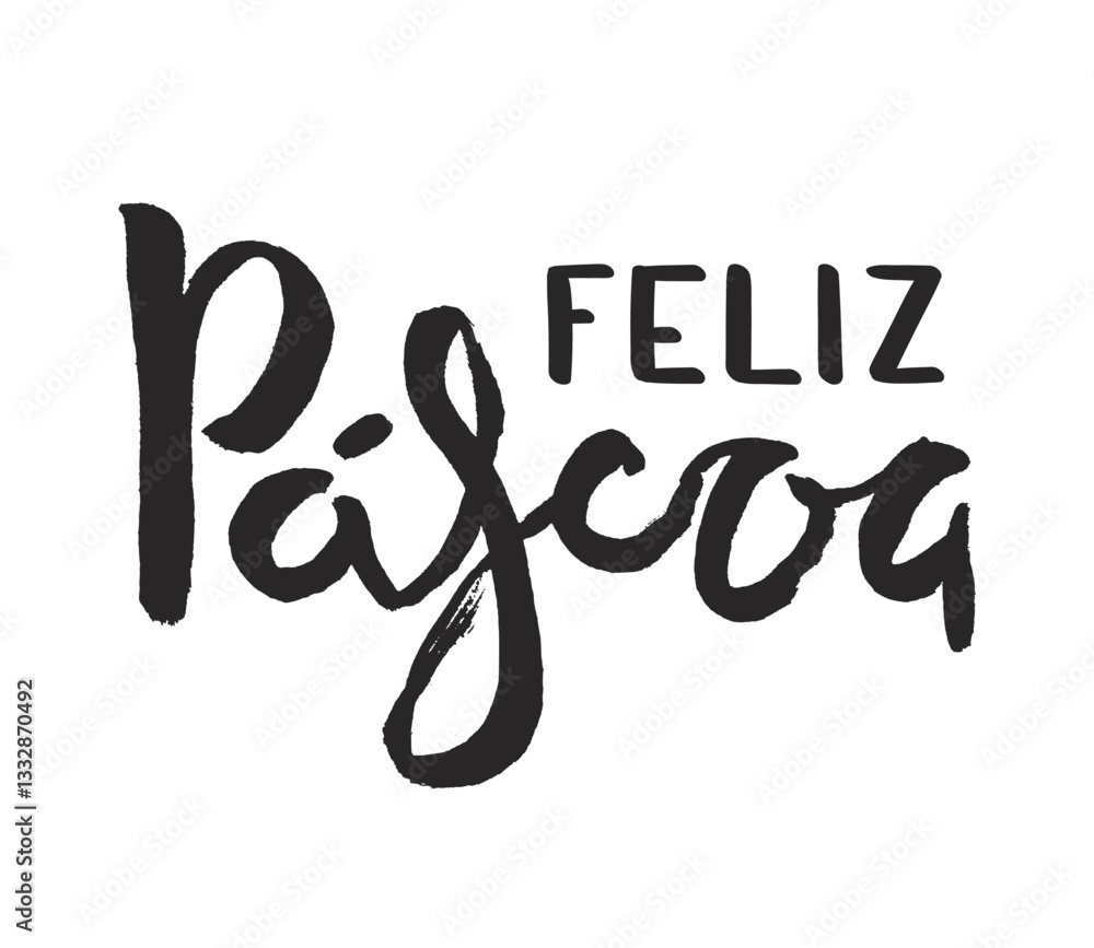 Feliz Pascoa, Happy Easter in Portuguese hand lettering quote ...