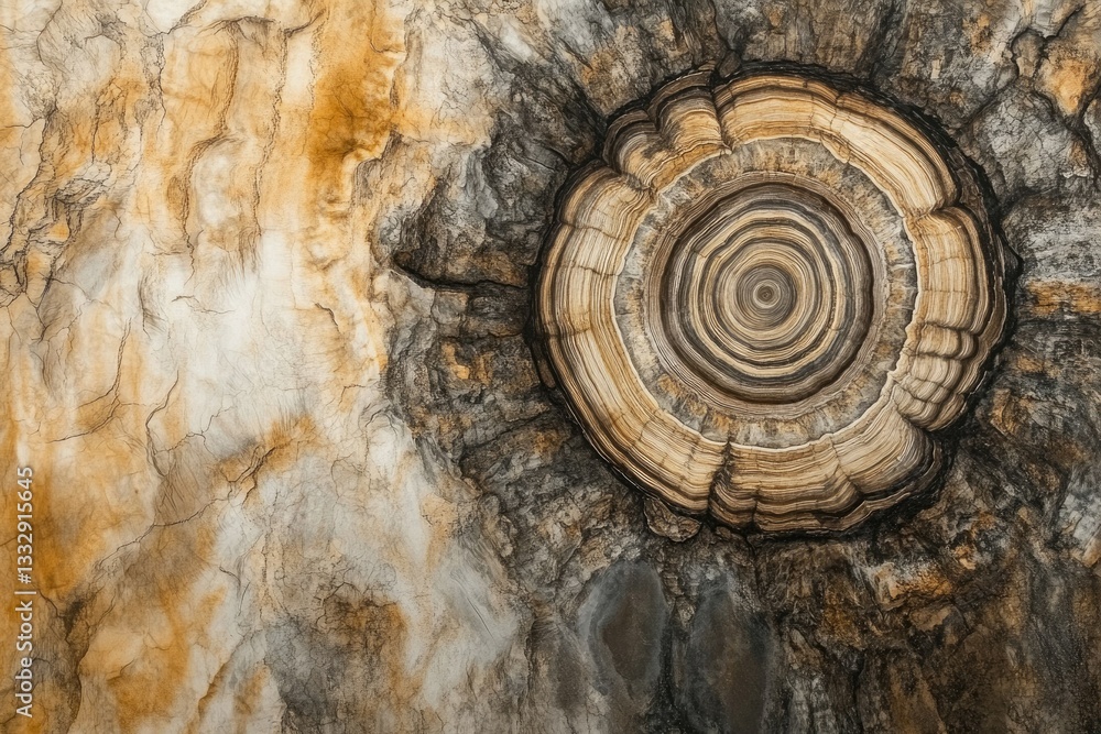 Intricate concentric circles of fossilized wood, showcasing nature's ...