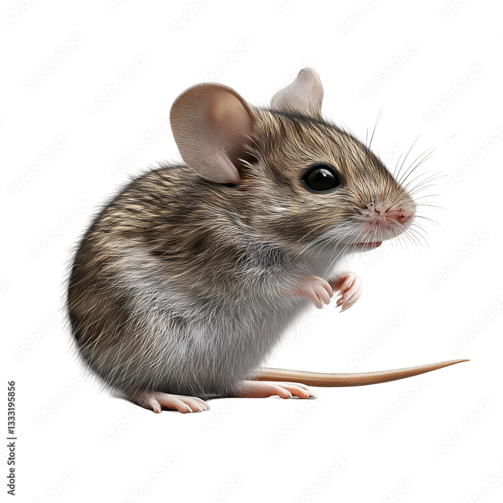 Realistic Mouse Illustration with Detailed Anatomy in Nature Close-Up ...