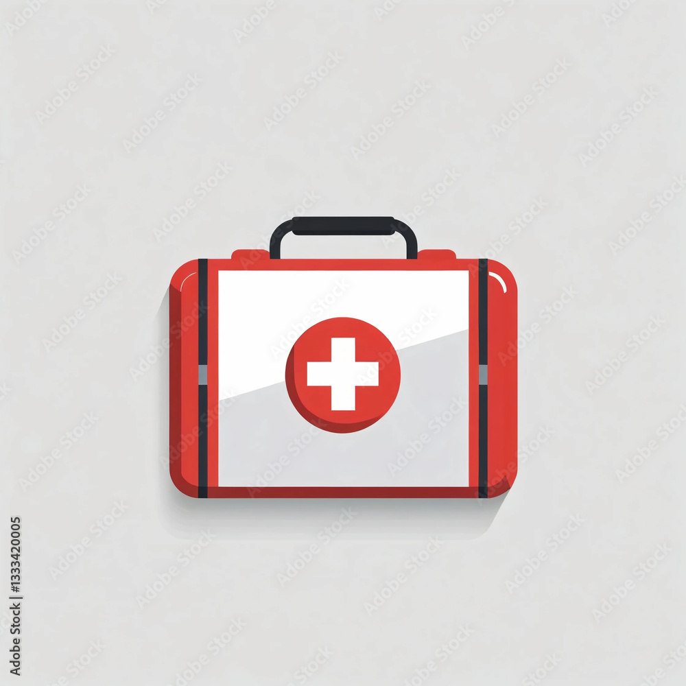 First aid box.Red object with a cross on it, medical equipment, First ...