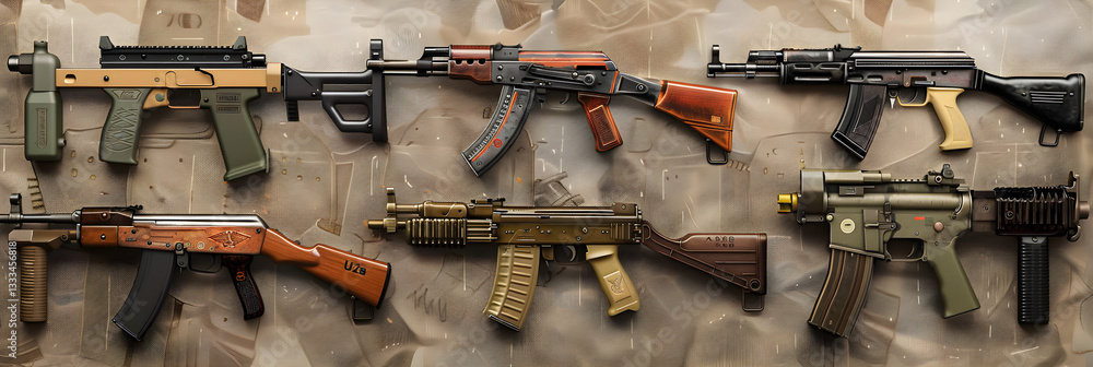 Foto de Stock Evolution of the Uzi Submachine Gun: A Chronological ...