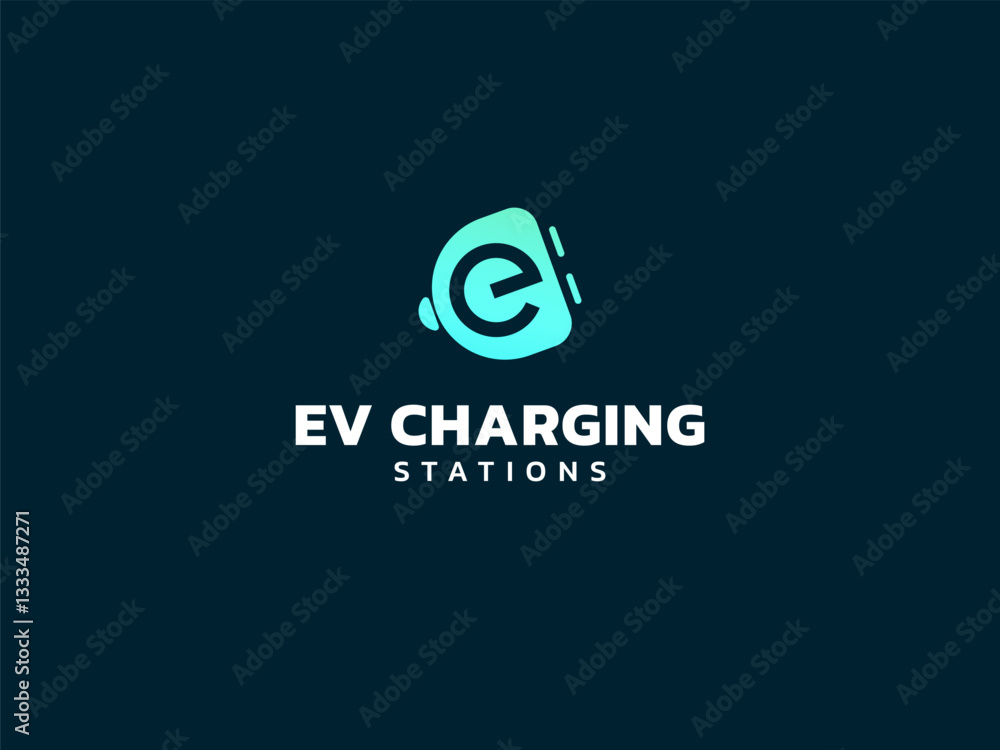 Electric vehicle charging letter e with in EV Charging Connector Symbol ...