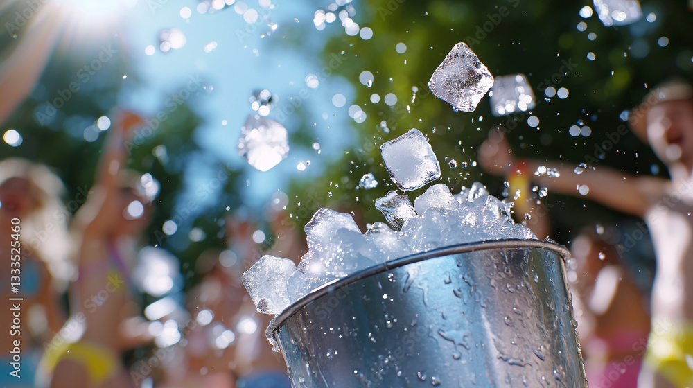 Refreshing Summer Ice Bucket Challenge: Frozen Splash in Mid-Air ...