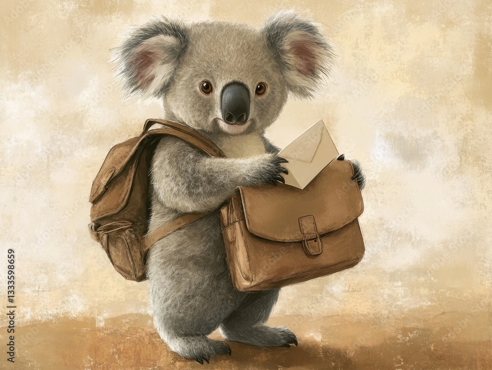 Koala Mail Delivery: An adorable koala, depicted as a postal worker ...