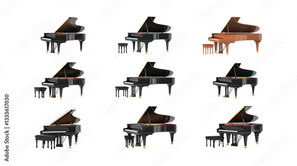 Pack Piano Set on Transparent Background for Music, Instruments, and ...