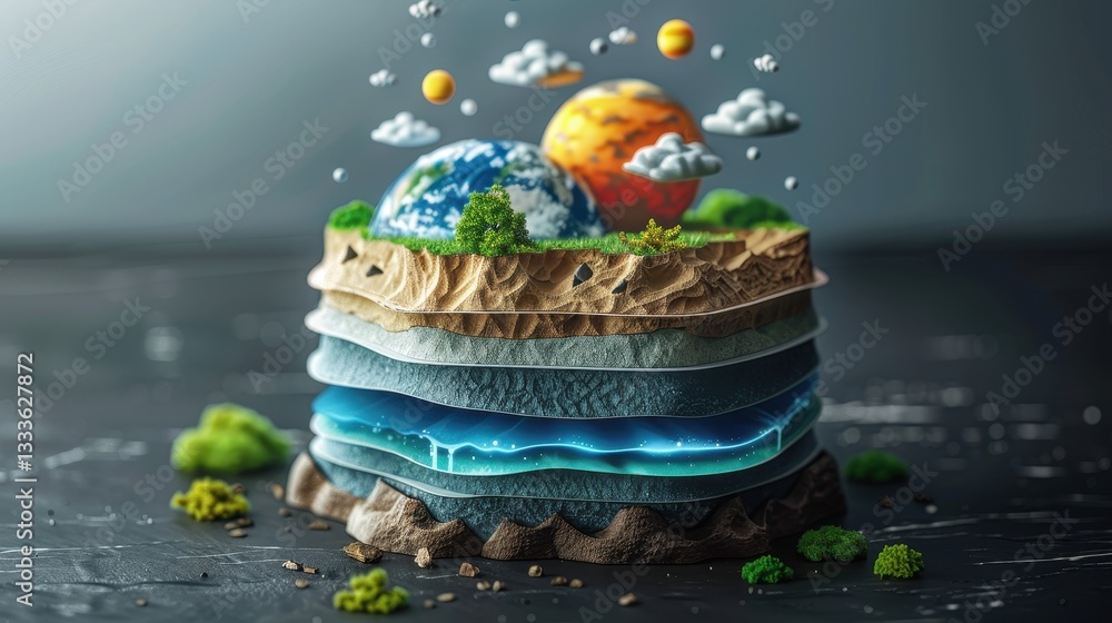 Craft a 3D infographic explaining the layers of Earth's atmosphere ...