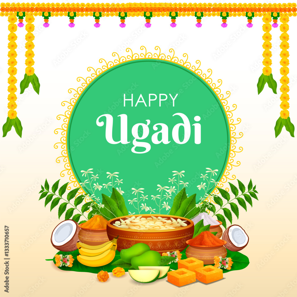 Ugadi traditional festival holiday background for the New Year s Day ...