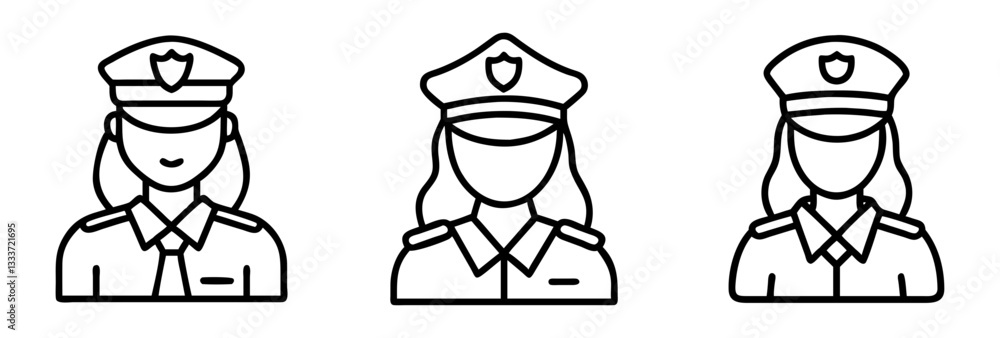 female police officer icon, female police officer line art - simple ...