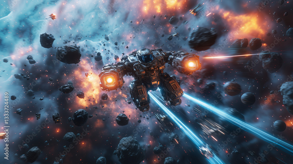 Cyberpunk Mecha Battle in Cosmic Storm - 8K Sci-fi Keyframe for Game ...