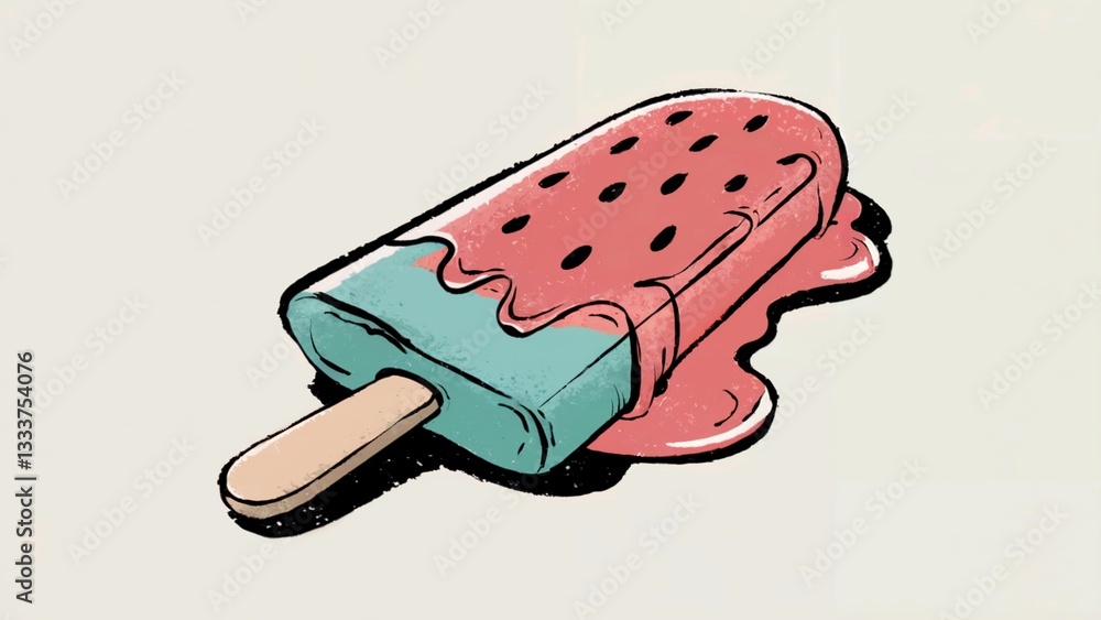 Watermelon Popsicle Illustration ,Cute Watermelon Popsicle Drawing ...