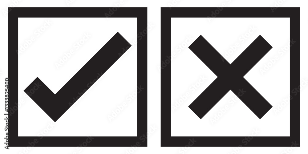 tick mark icon button set check box correct right wrong black buttons yes or no checkmark red ...