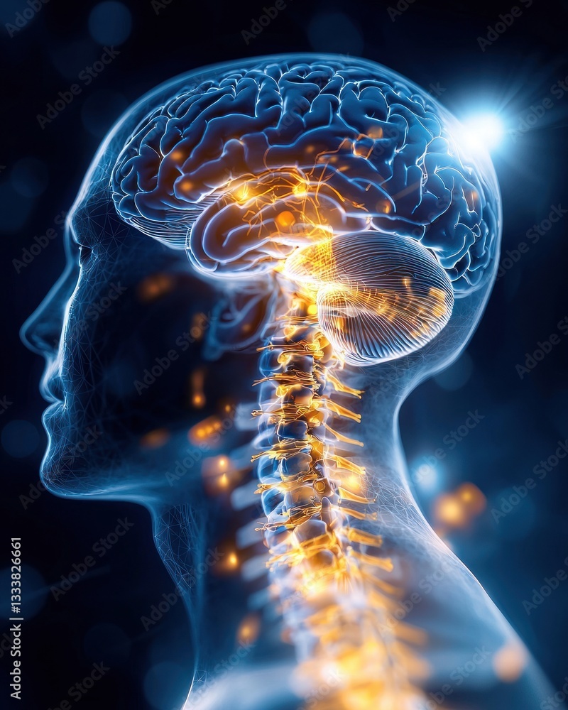 Double Exposure of Meningitis Inflammation in Human Brain Anatomy Stock ...