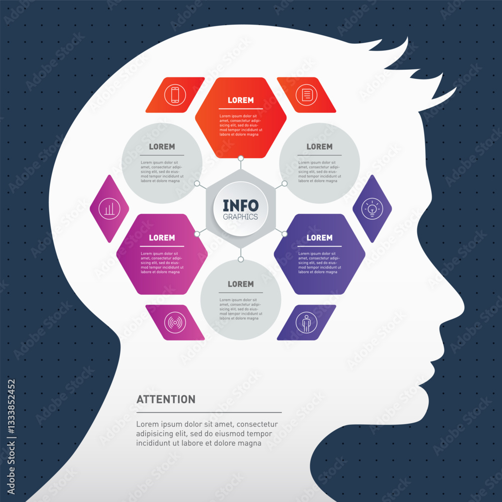 Mind Maps: Visualize Success with Hexagonal Infographic Template and ...