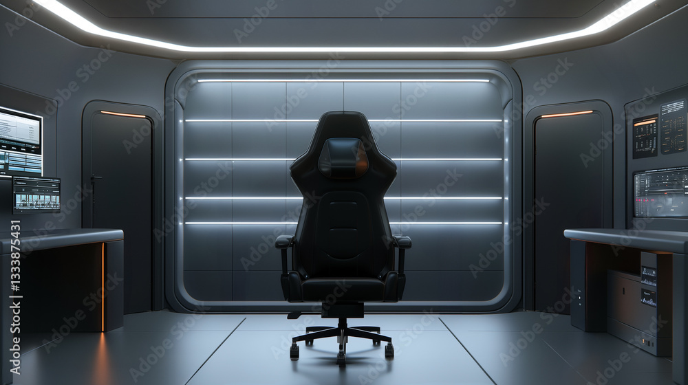 Foto de Stock Command Center Interior: A modern, high-tech control room ...