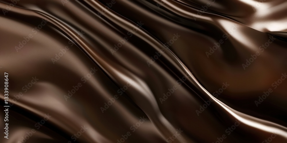 Dark chocolate malt hot liquid fluid flow curve wave smooth gloss ...