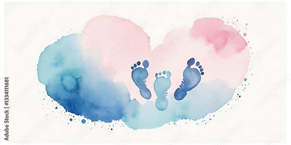 Multi colored footprints,ink, mark, paint, toe, footprint, closeup ...