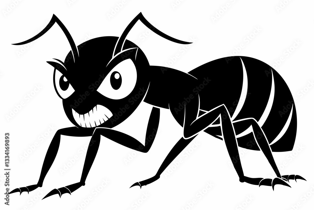 angry ant line art silhouette vector illustration Stock Vector | Adobe ...