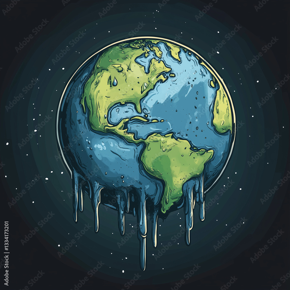 Crying soggy planet earth globe, polluted environment, environmental ...