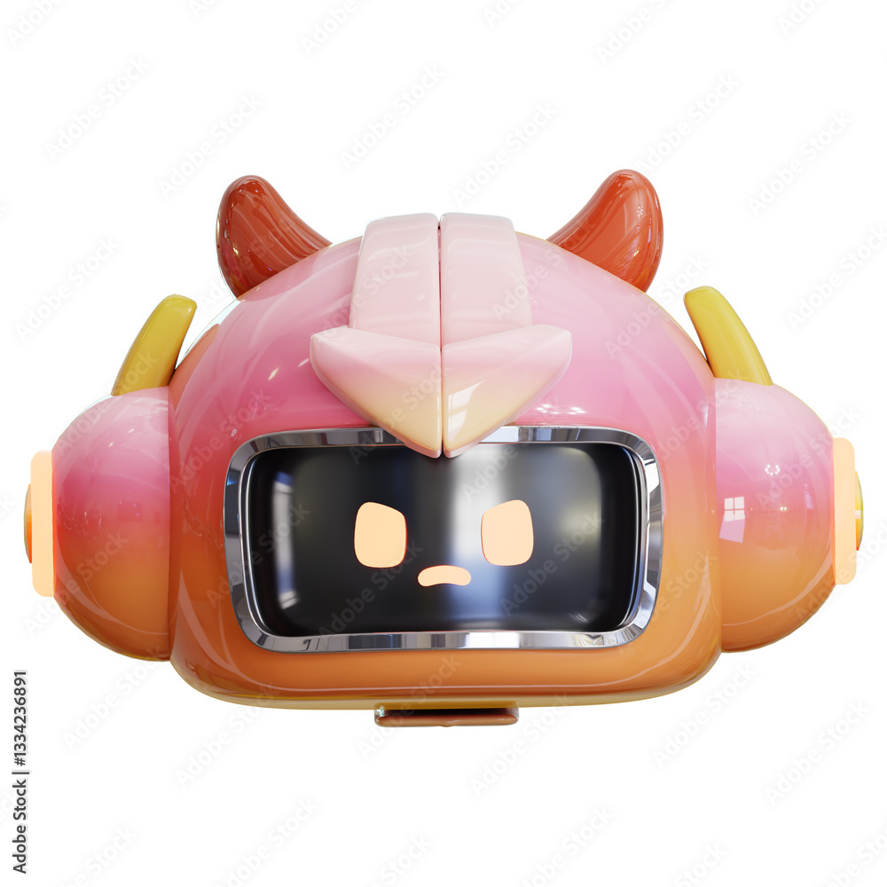 Ai robot devil. 3D cute cartoon artificial intelligence robot with ...