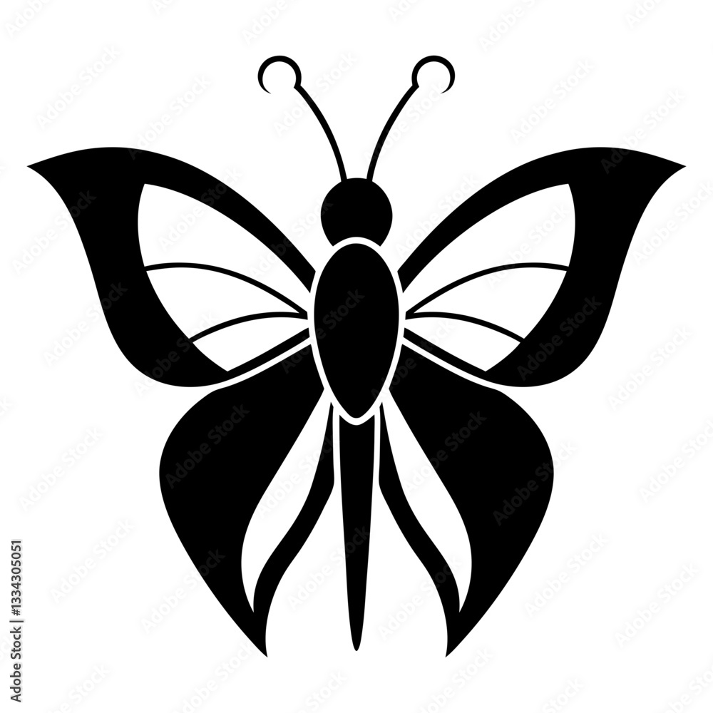 Abstract modern seamless pattern of monarch butterfly contours on white ...