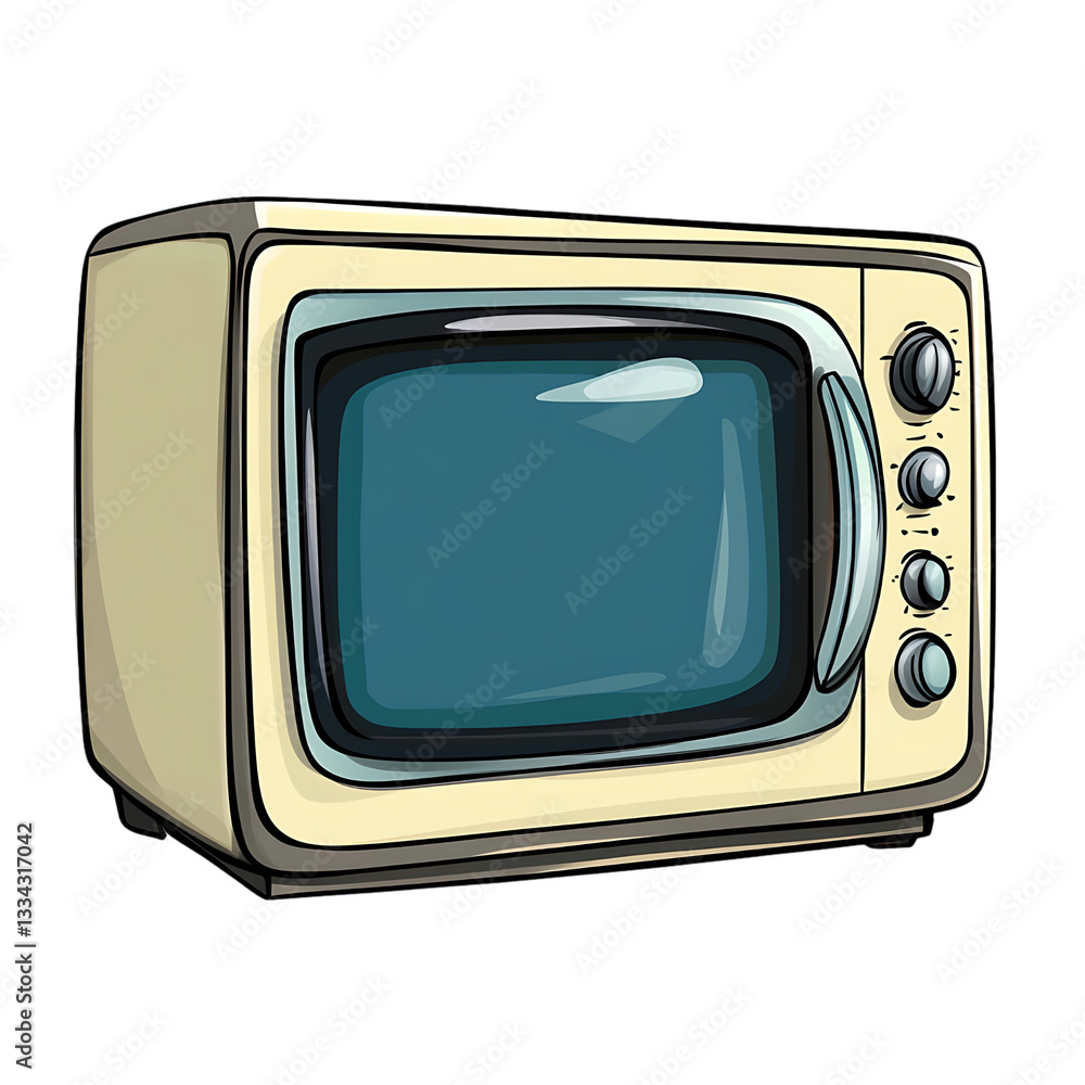 microwave cartoon isolated on white background full depth of field ...